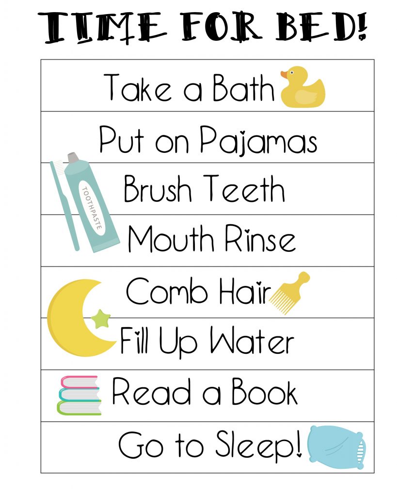 Free Printable Bedtime Routines Chart - {Not Quite} Susie Homemaker