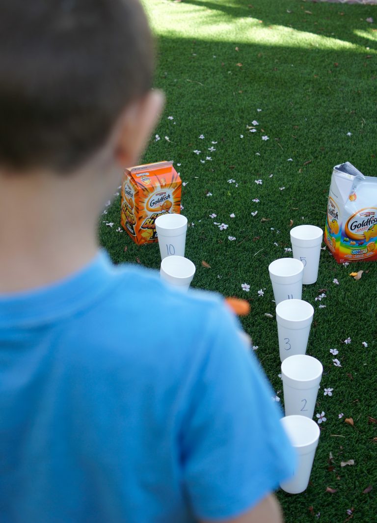 DIY Goldfish® Crackers Cup Toss Game! - {Not Quite} Susie Homemaker